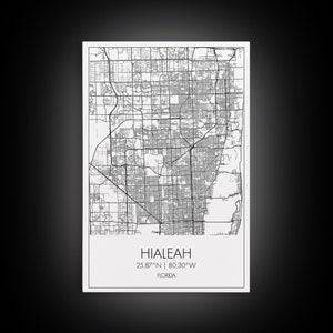 Hialeah Street Map Art: Minimalist City Canvas Print - Etsy
