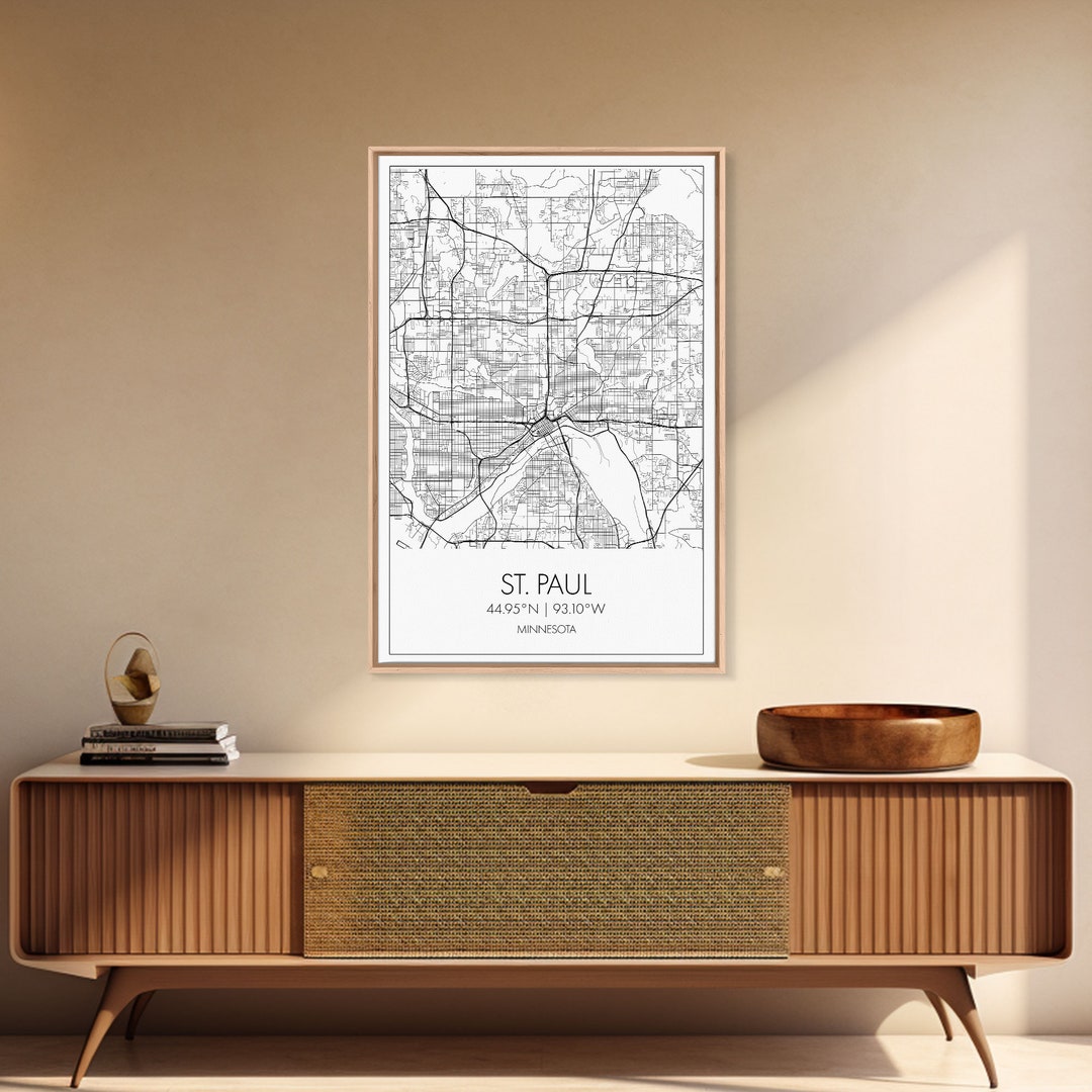St Paul Street Map, Minnesota Map, City Map Print, Modern Wall Art ...