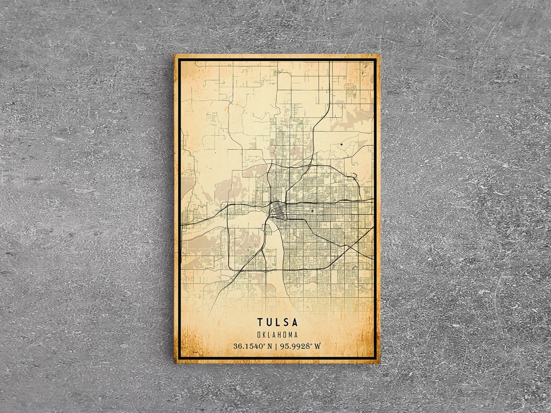 Tulsa Map Art Oklahoma Custom Tulsa City Streets Map Print - Etsy