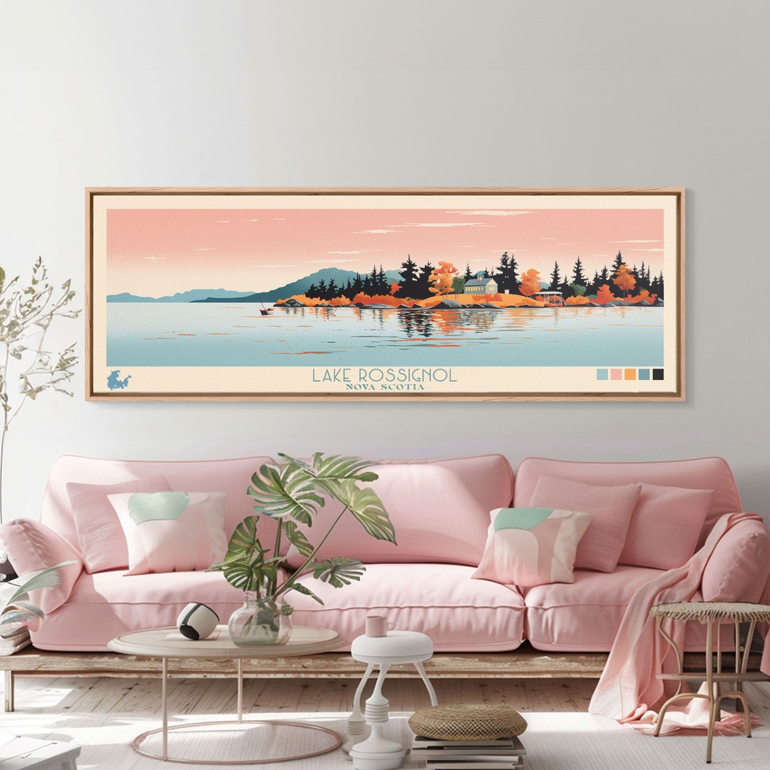 Lake Rossignol Nova Scotia Canvas Print: Mid-century Modern Panoramic ...