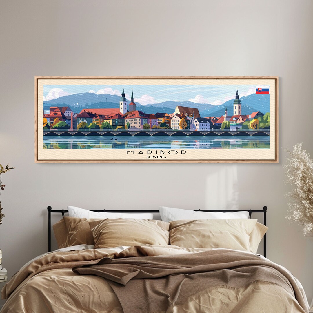 Maribor Slovenia Panoramic Travel Poster, Framed Canvas Print or Metal ...