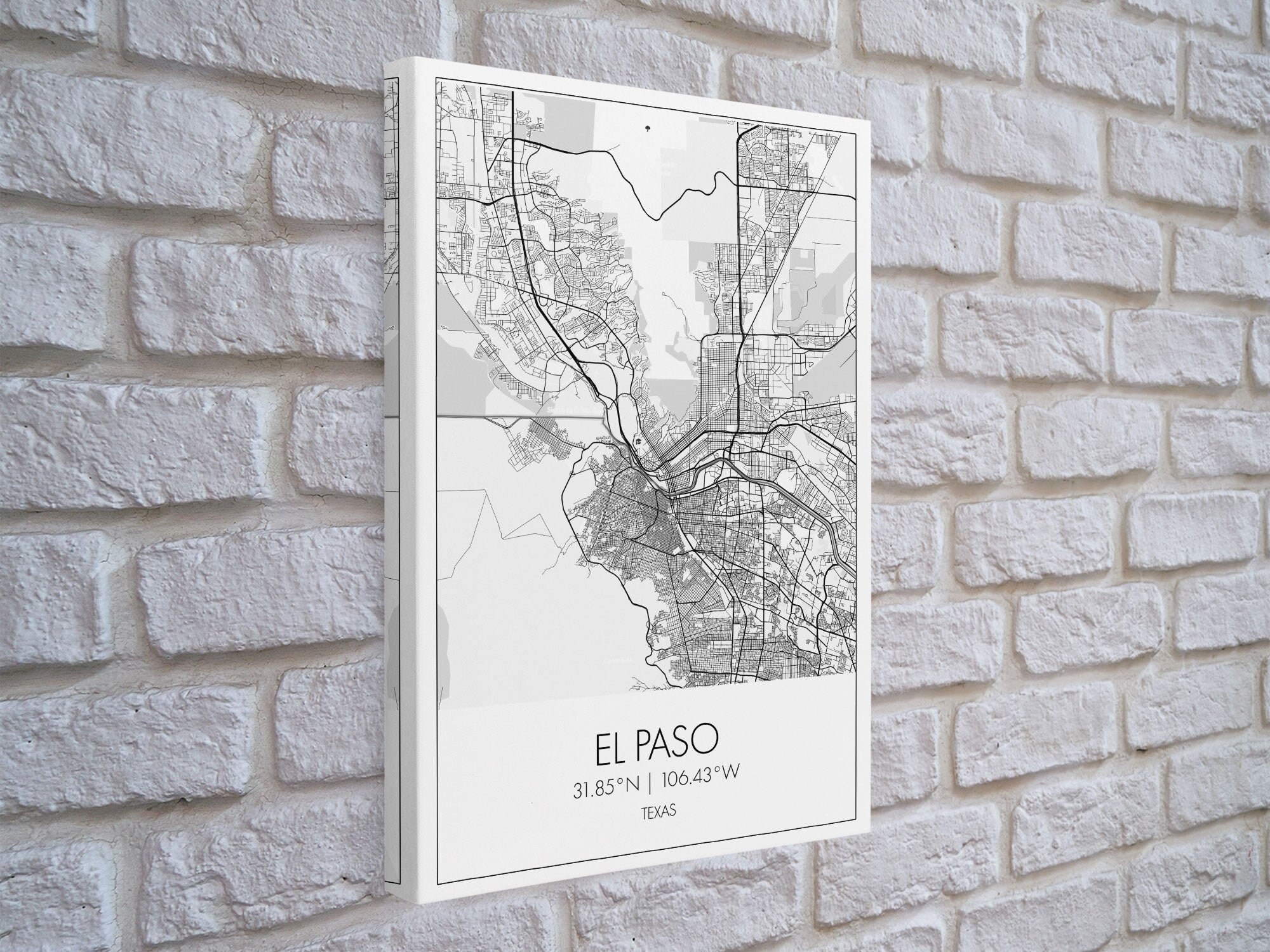 El Paso Street Map Texas Map City Map Art Minimalist Art - Etsy