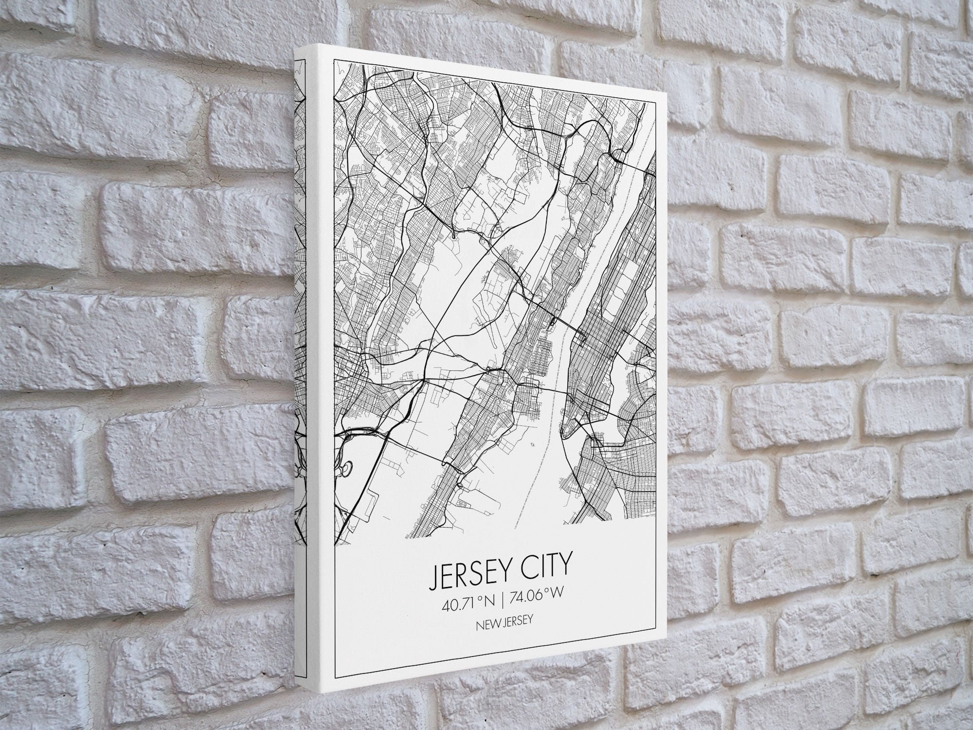 Jersey City Street Map New Jersey Map City Map Art Modern - Etsy