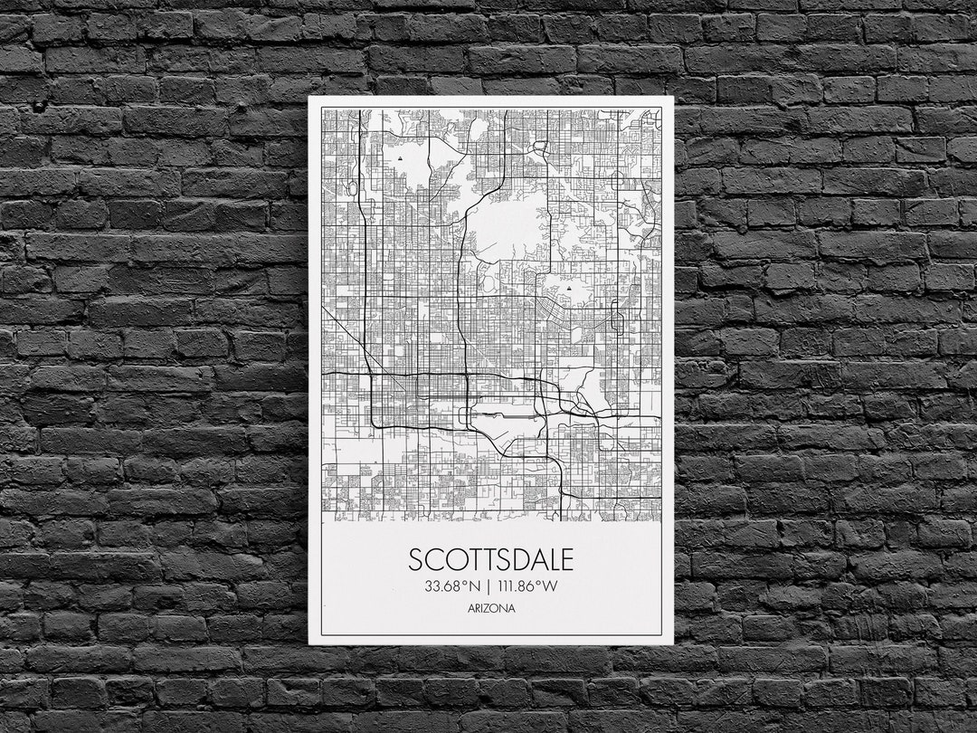 Scottsdale Street Map Arizona Map City Map Print Minimalist - Etsy
