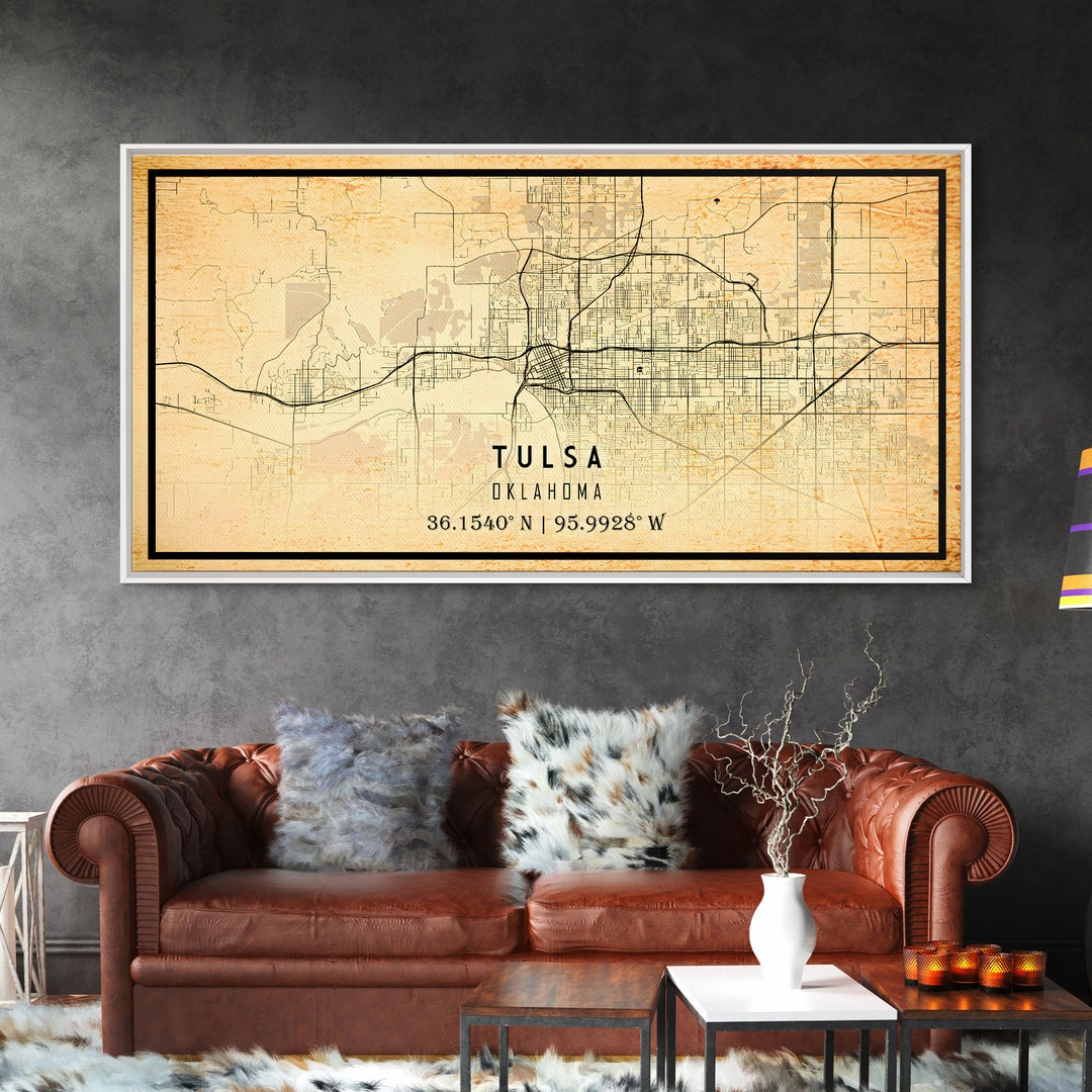 Tulsa Map Art - Oklahoma - Custom Tulsa City Streets Map Print ...