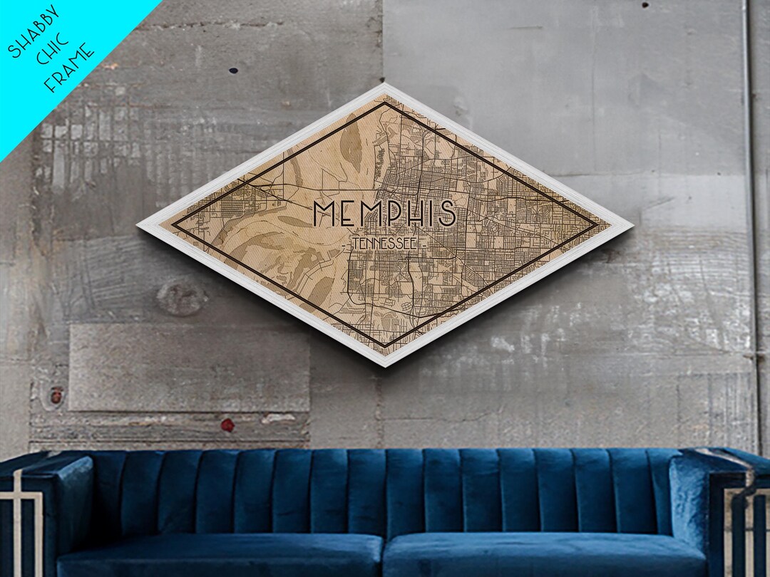 Memphis Diamond Shaped City Map, Custom Diamond Shaped Wall Art, City ...