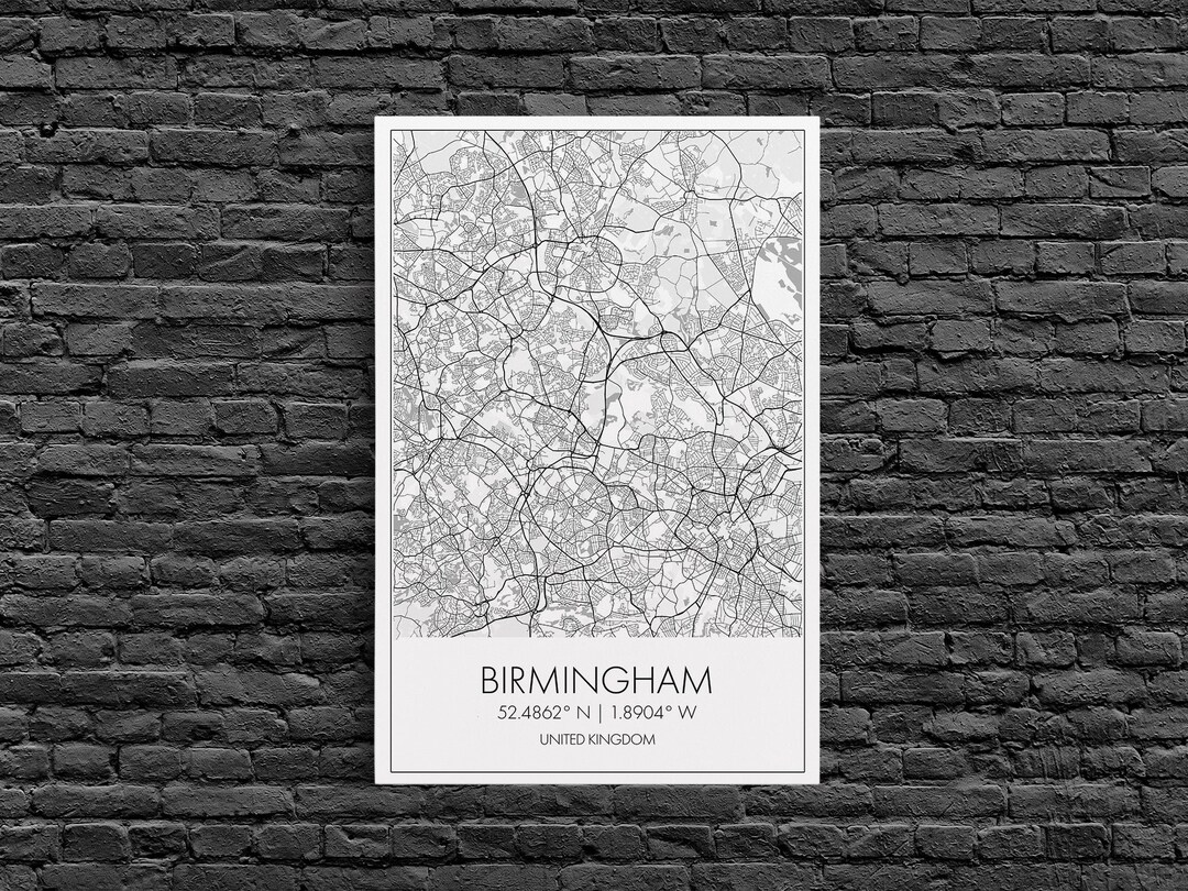 Birmingham Street Map United Kingdom Map City Map Art - Etsy