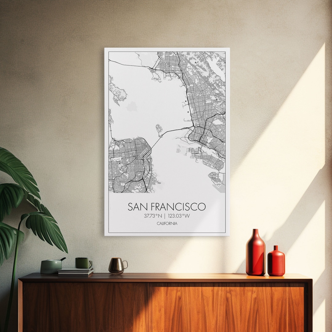 San Francisco Street Map, California Map, City Map Print, Minimalist ...