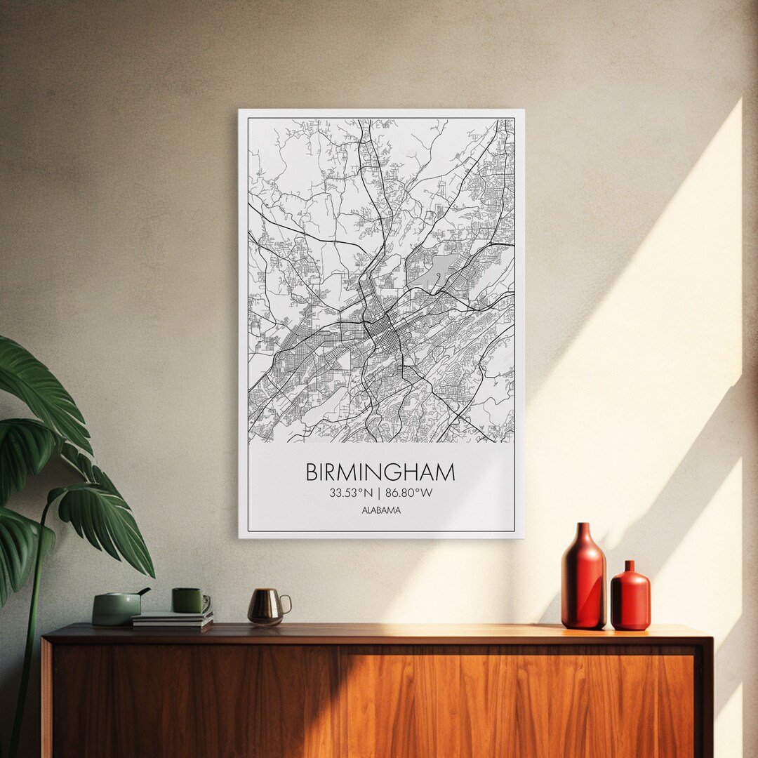 Birmingham Street Map, Alabama Map, City Map Art, Modern Art, Wall Art ...