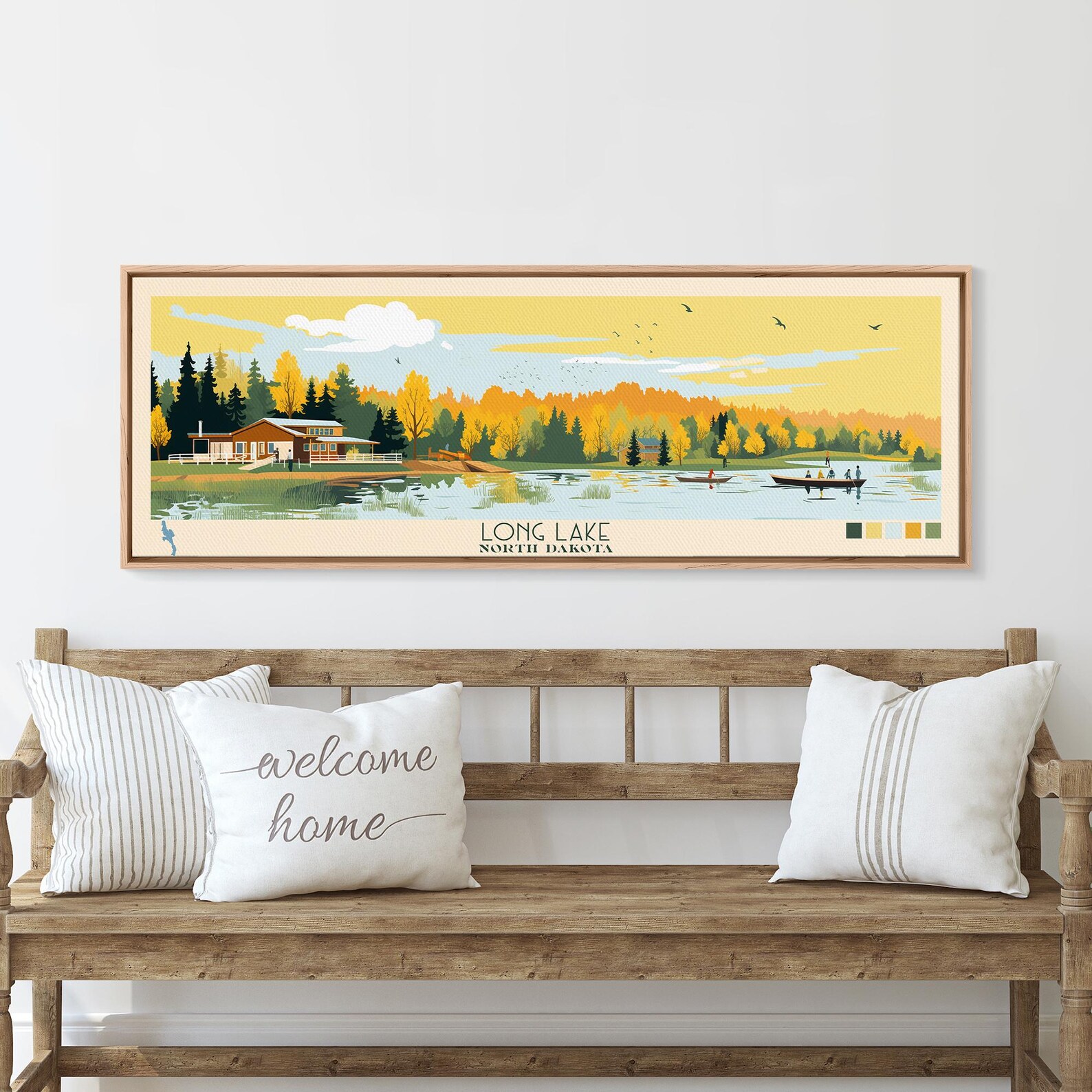 Long Lake, North Dakota Canvas Print: Mid-century Modern Travel Poster ...