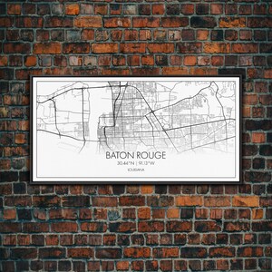 Baton Rouge Street Map, Louisiana Map, Map Print, Modern Art, Wall Art ...