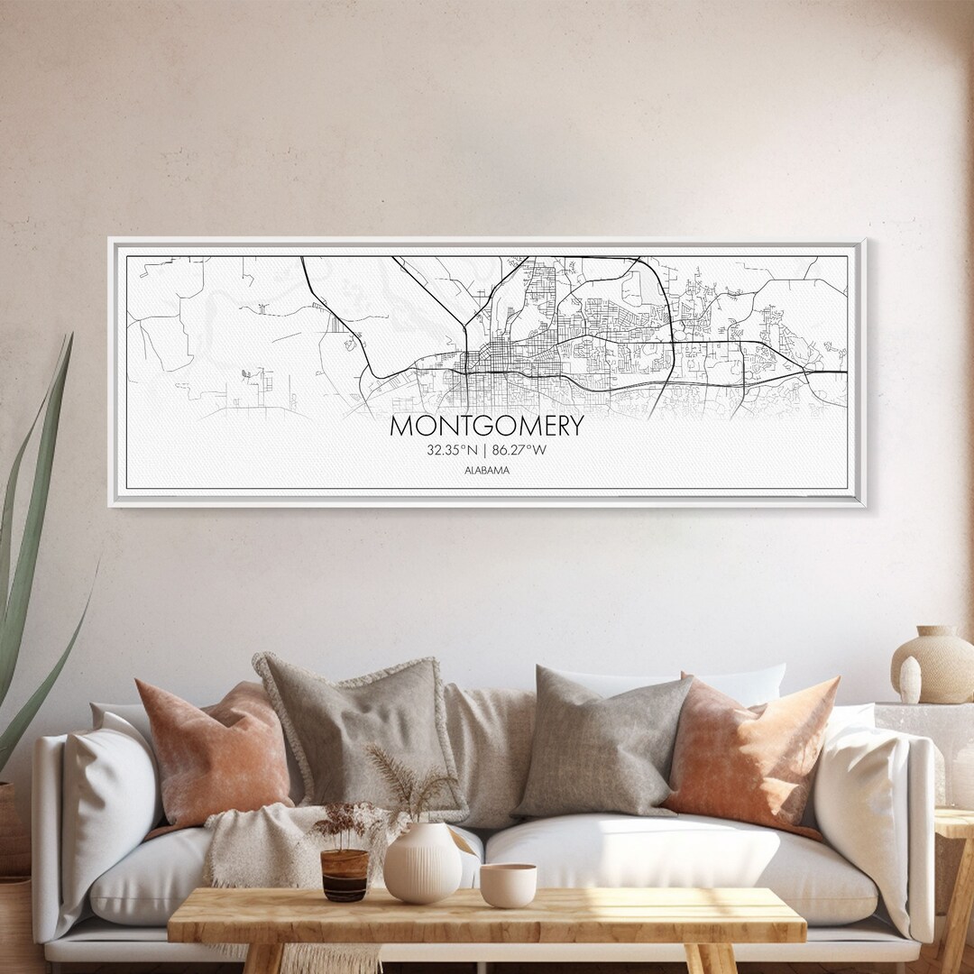 Montgomery Alabama City Map Art: Minimalist Canvas Print - Etsy