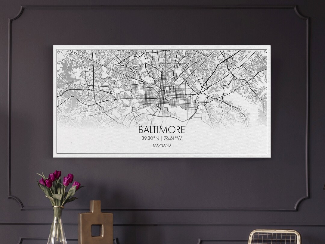 Mapa de calles de Baltimore mapa de Maryland impresión de - Etsy España