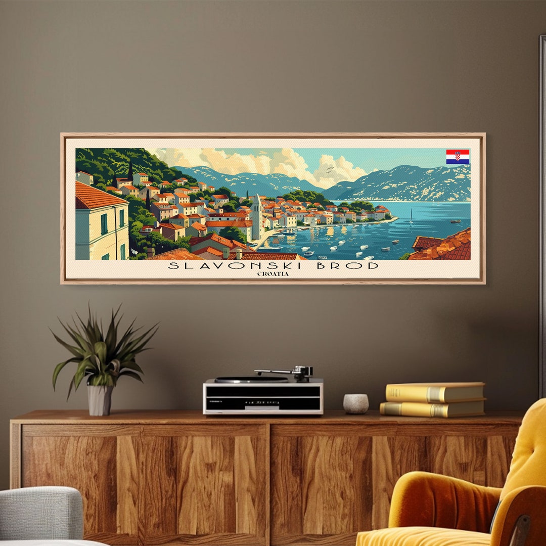 Slavonski Brod Croatia Panoramic Travel Poster, Framed Canvas Print or Metal Art, Travel Art ...