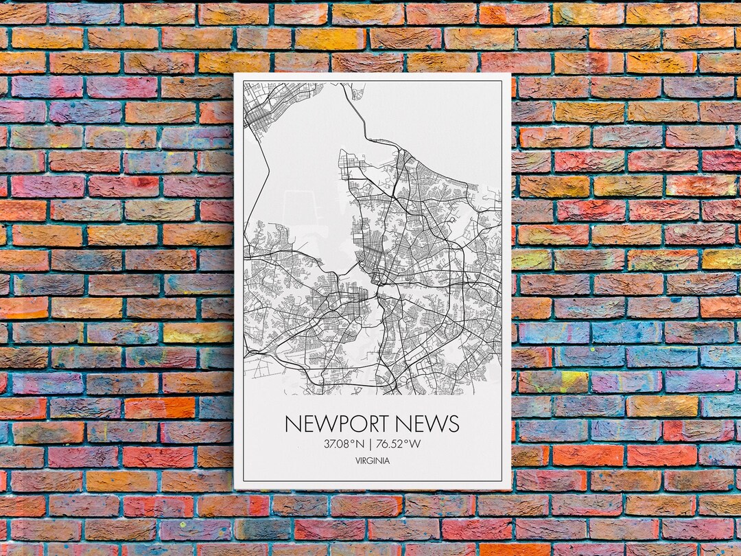 Newport News Street Map Virginia Map City Map Art Modern - Etsy