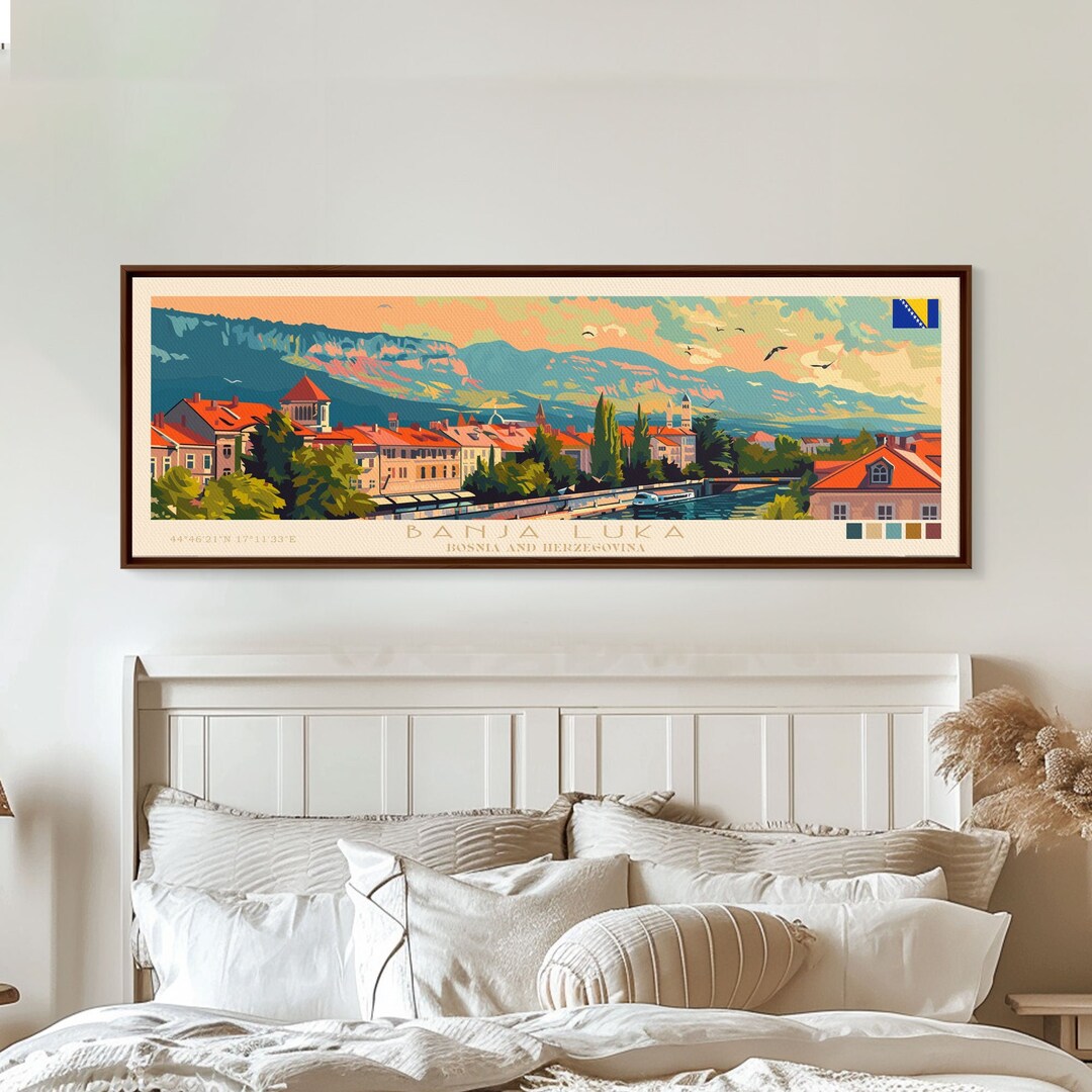 Banja Luka Bosnia Panoramic Travel Poster, Framed Canvas Print or Metal ...
