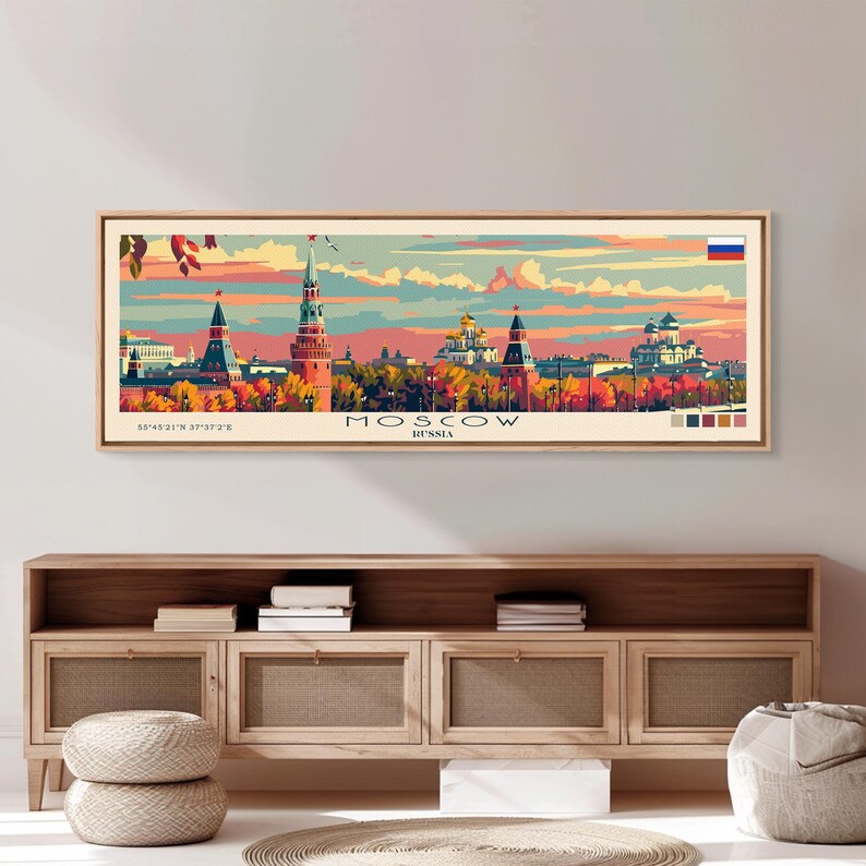 Moscow Russia Travel Print Wall Art, Panoramic City Art, Travel Art ...