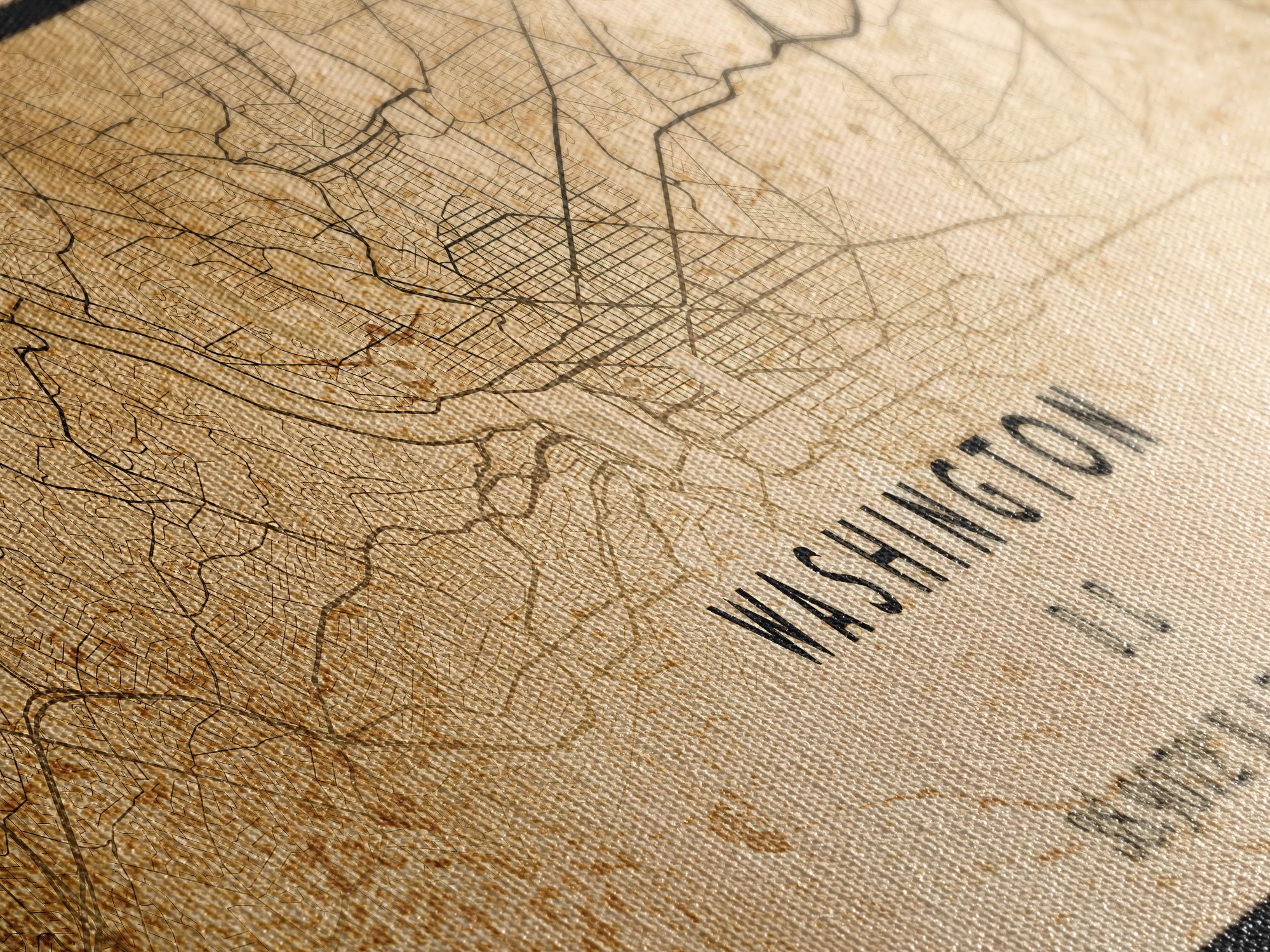Panoramic Vintage Washington Map Print Poster or Framed Canvas ...