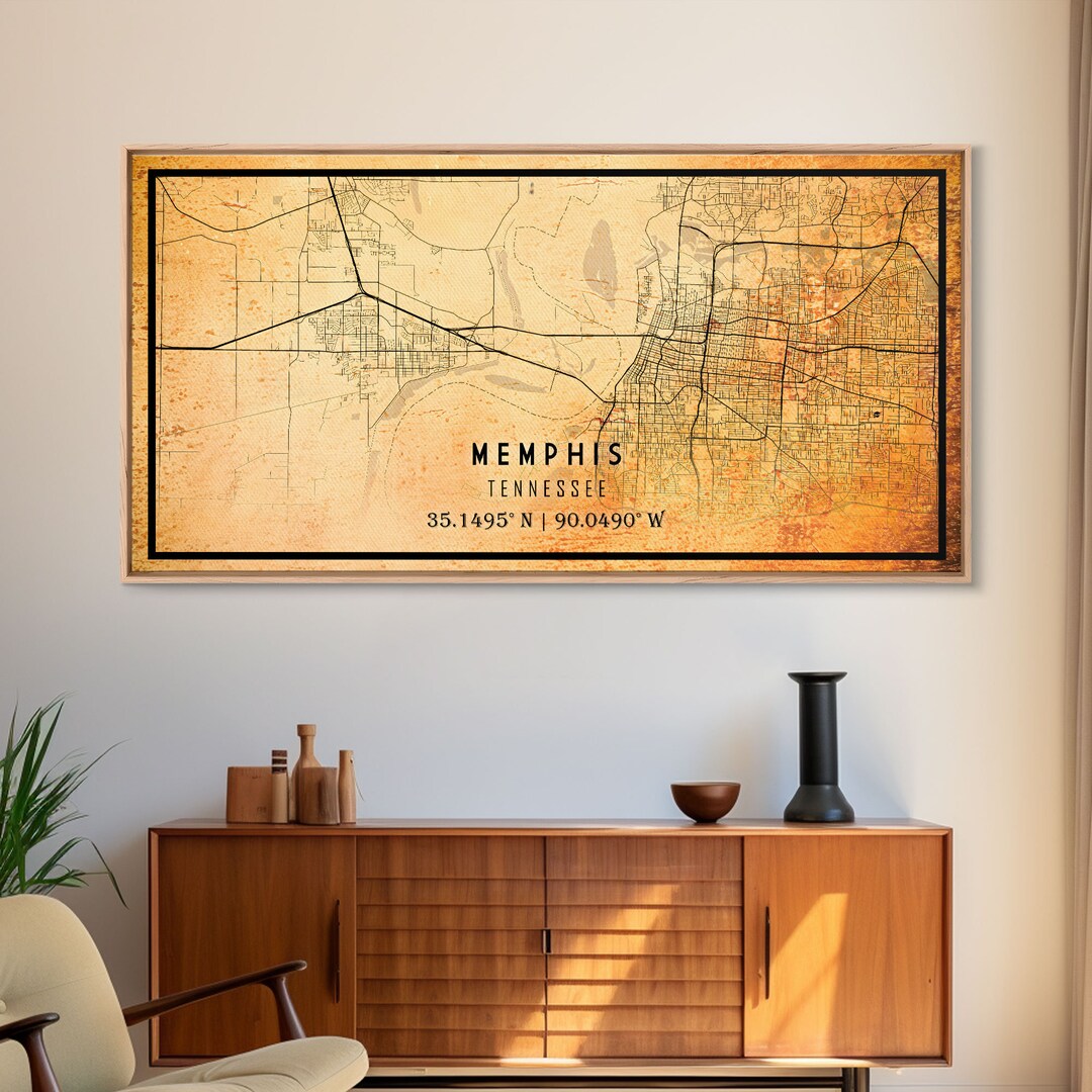Memphis Tennessee Map Canvas Print, Bluff City Map, Home of the Blues ...