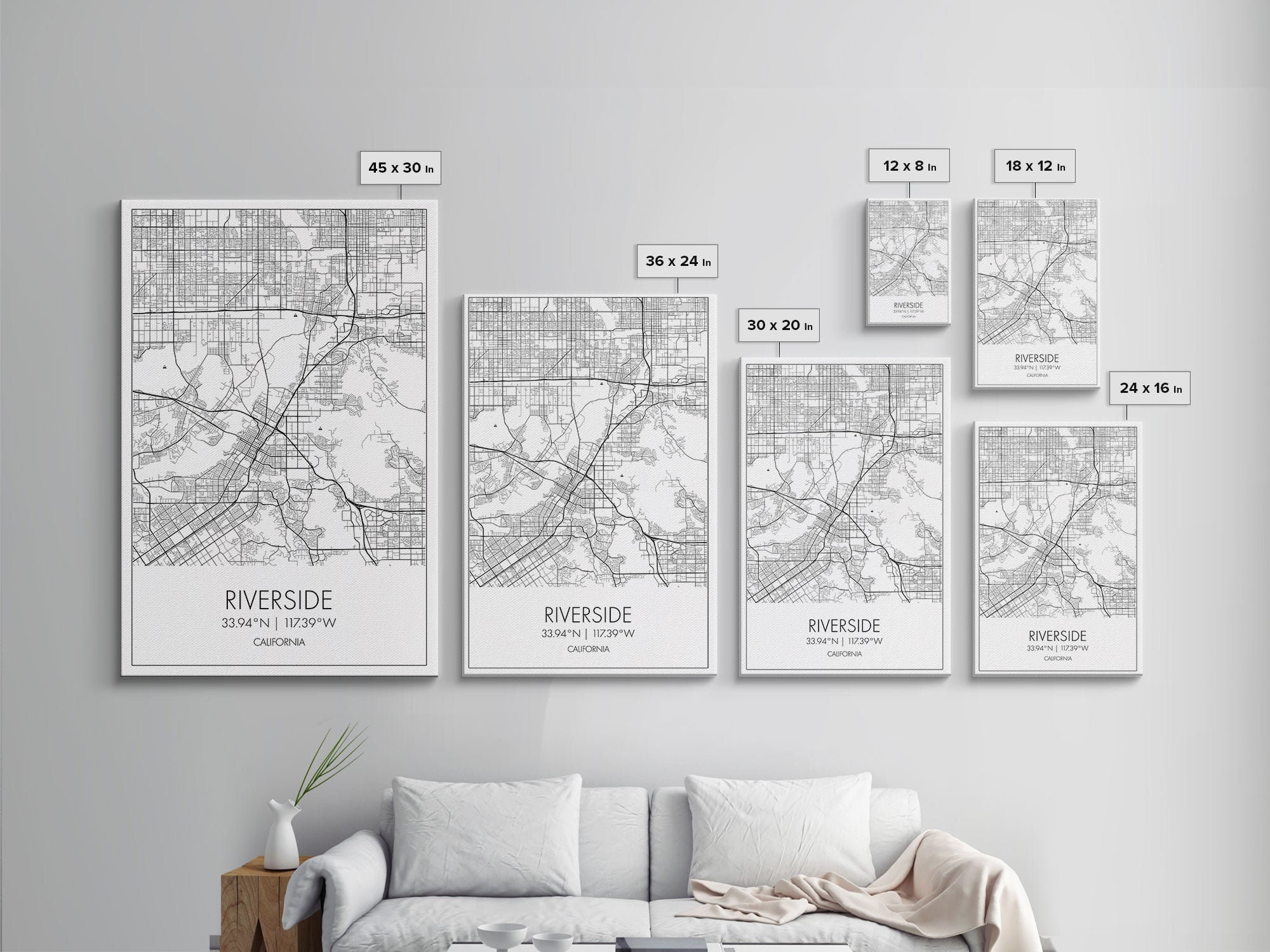 Riverside Street Map California Map City Map Art Minimalist - Etsy