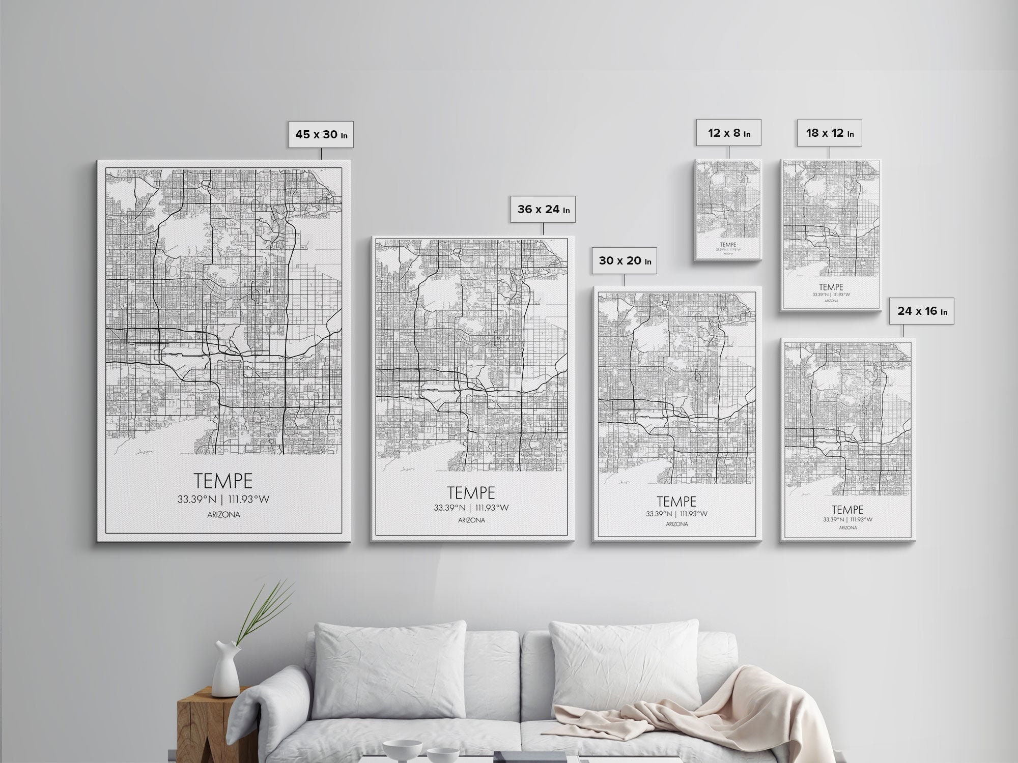 Tempe Street Map Arizona Map City Map Print Modern Wall - Etsy