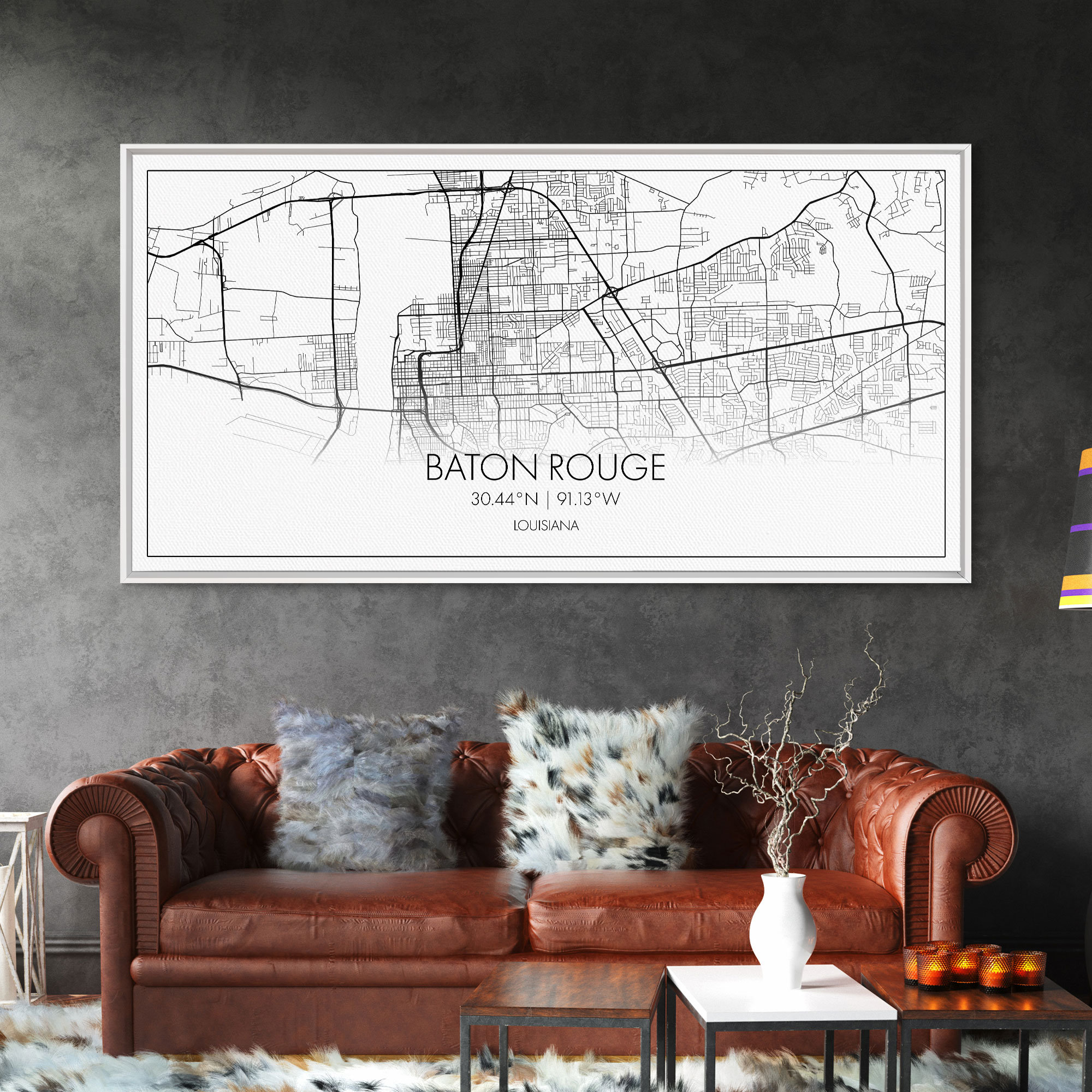 Baton Rouge Street Map, Louisiana Map, Map Print, Modern Art, Wall Art ...