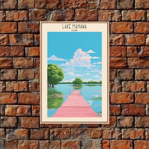 Lake Manawa Iowa Canvas Print: Mid-century Modern Travel Poster - Etsy