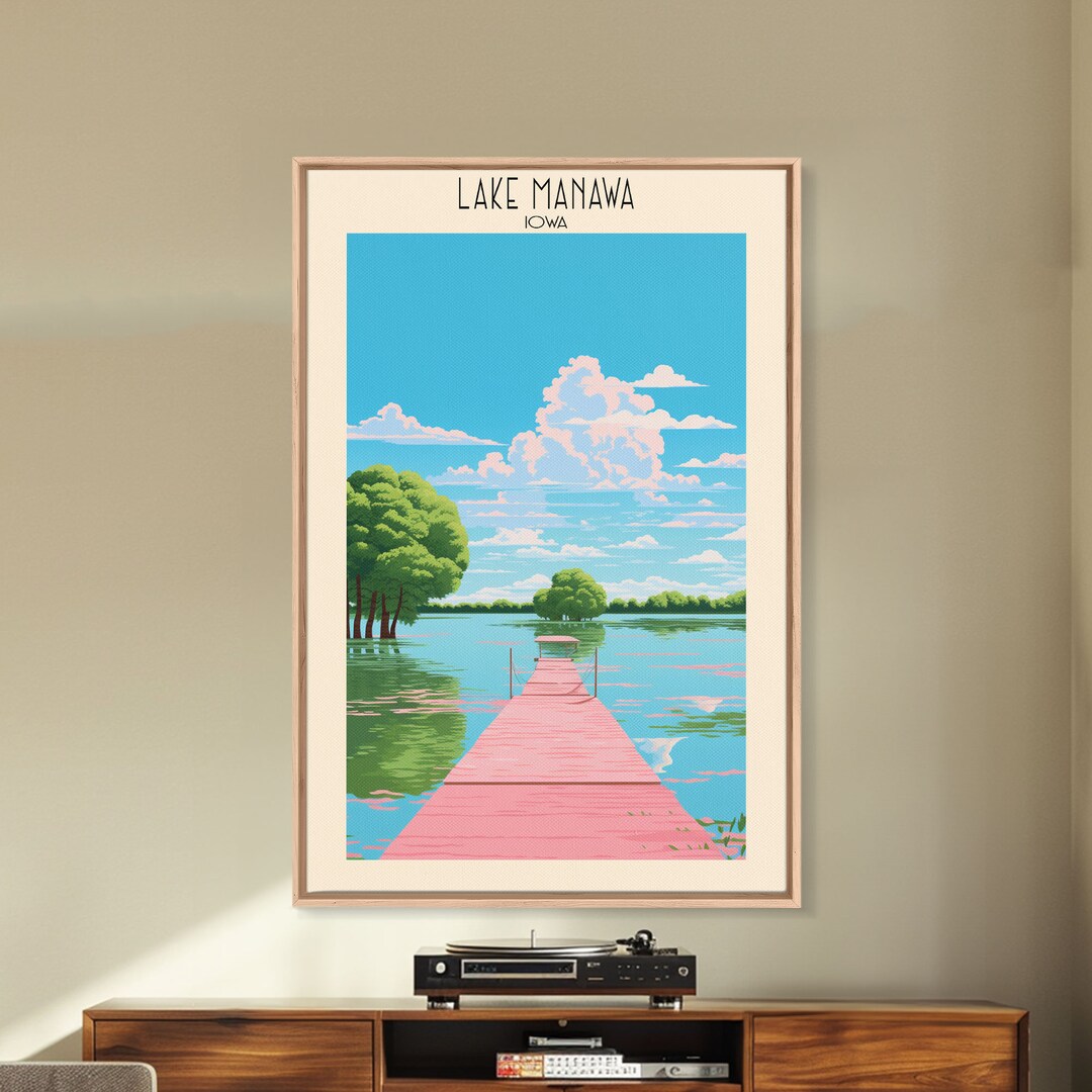 Lake Manawa Iowa Canvas Print: Mid-century Modern Travel Poster - Etsy