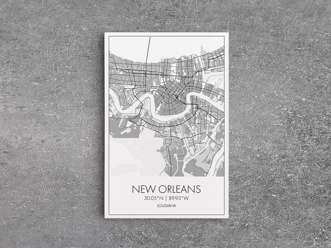 New Orleans Street Map Louisiana Map City Map Art Modern - Etsy