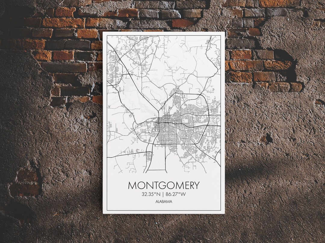 Montgomery Street Map Alabama Map City Map Art Modern Art - Etsy