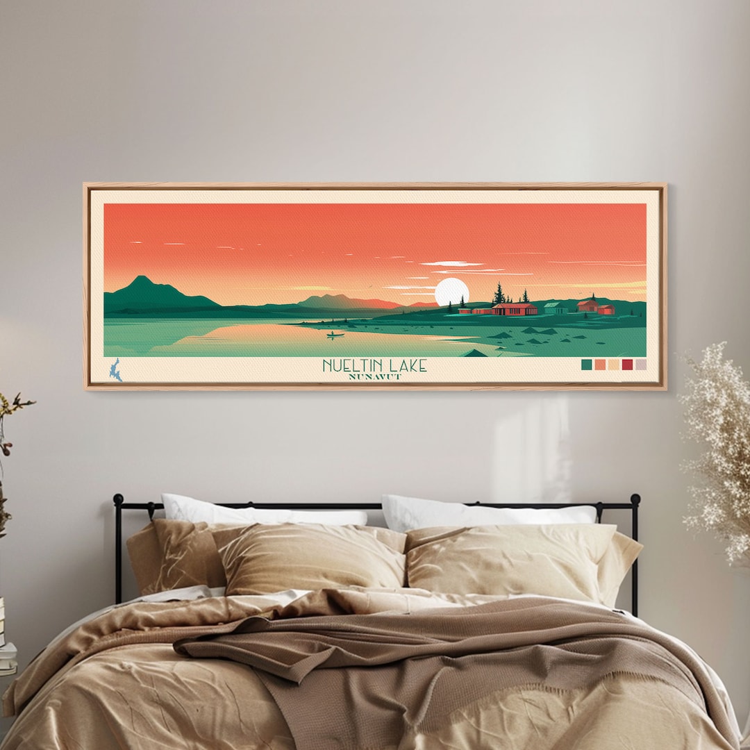 Nueltin Lake, Nunavut Framed Canvas Print, Panoramic Wall Art ...