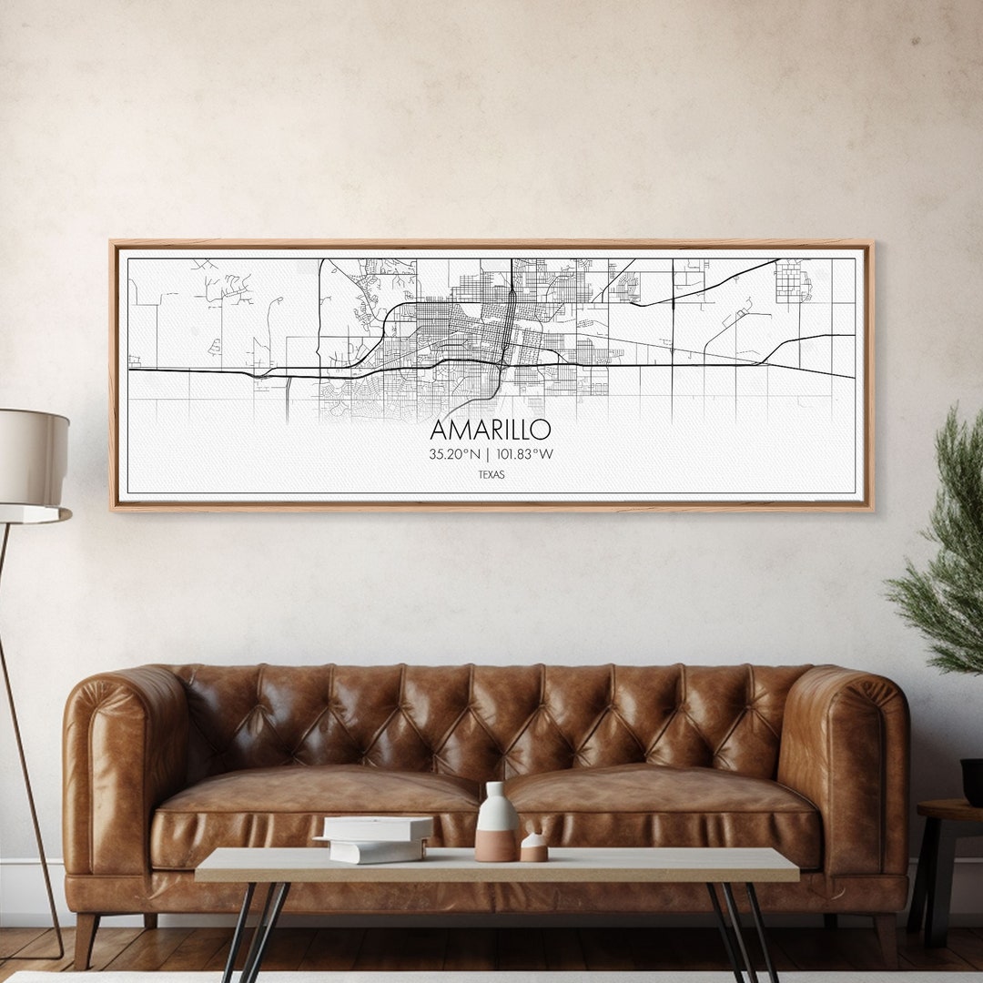 Panoramic Amarillo City Map Texas Art Map Print Minimalist - Etsy