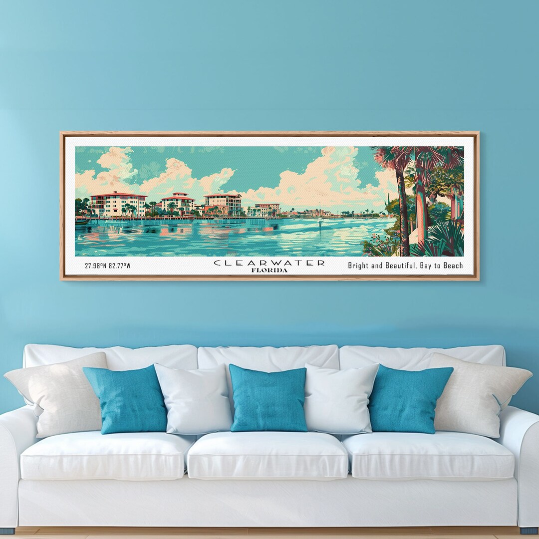 Clearwater Florida Panoramic Canvas Print: Mid-century Modern Travel ...