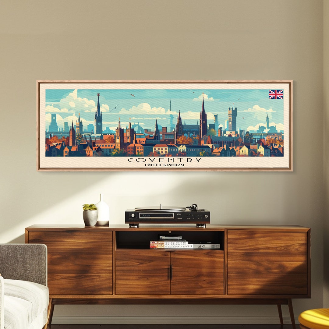 Coventry United Kingdom Wall Art, Panoramic Travel Poster, Panoramic ...