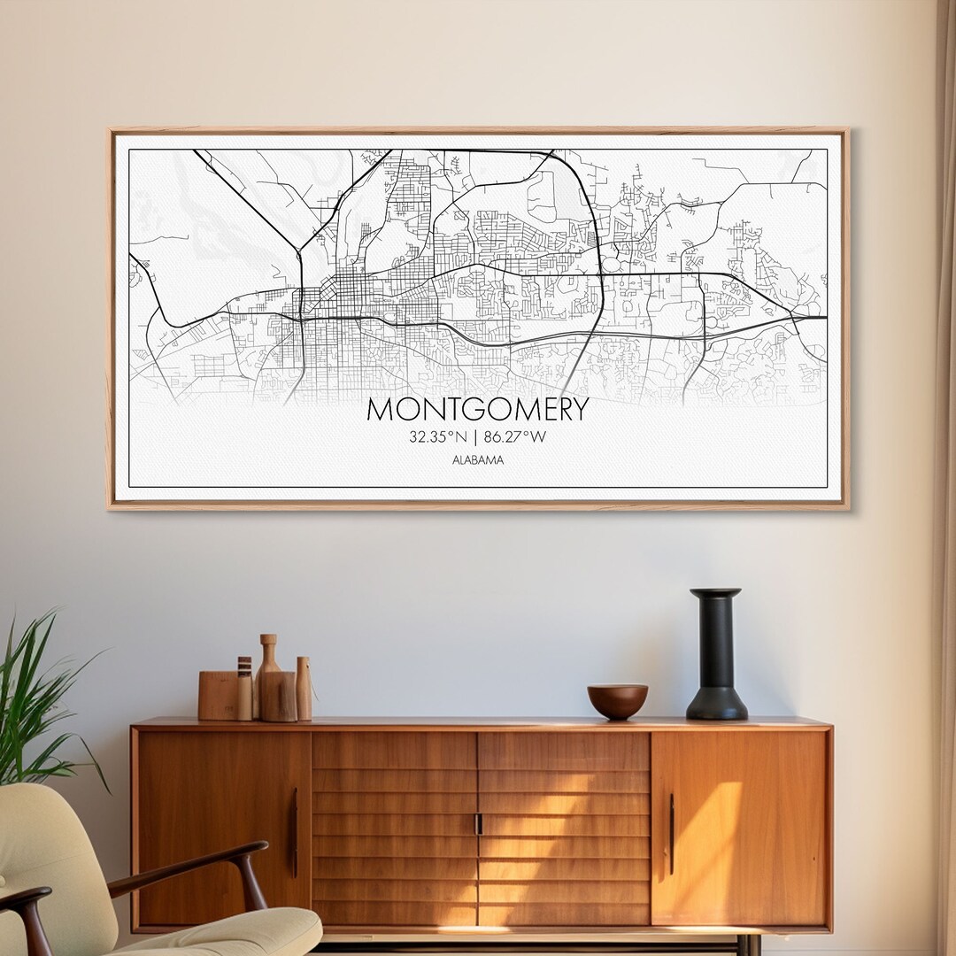 Montgomery City Map, Alabama Map, Map Art, Minimalist Wall Art, Wall ...