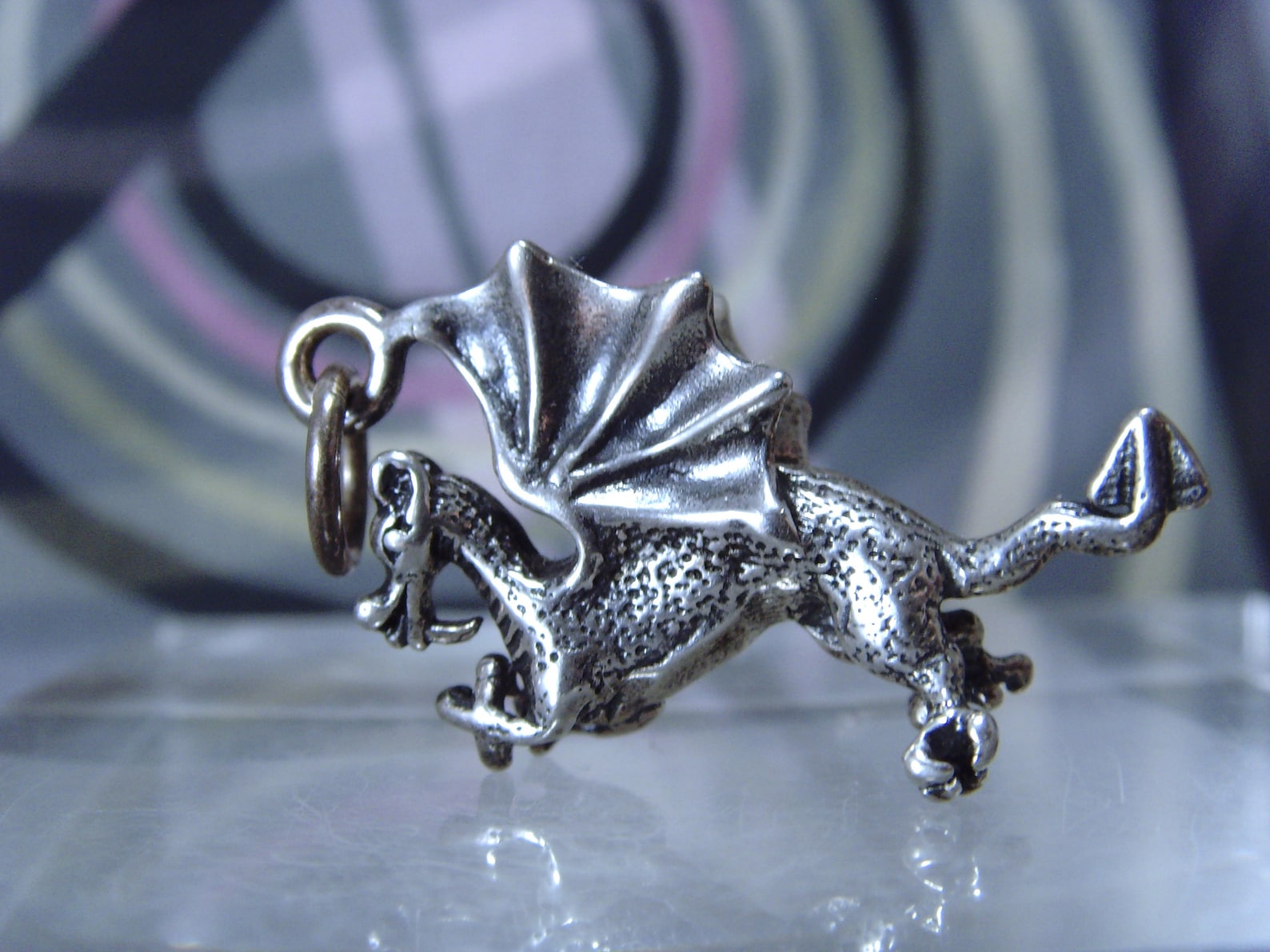 Vintage 1970s Silver Dragon Charm - Etsy