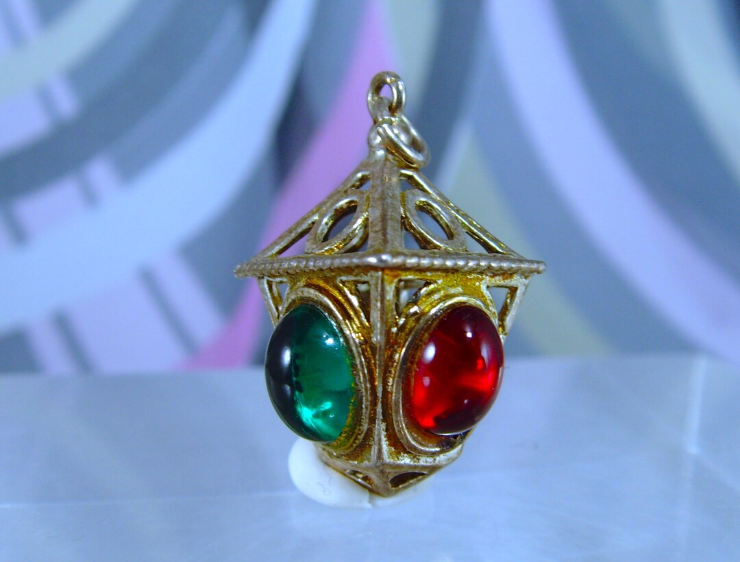 Vintage 1970s Jewelled Lantern Silver Charm - Etsy