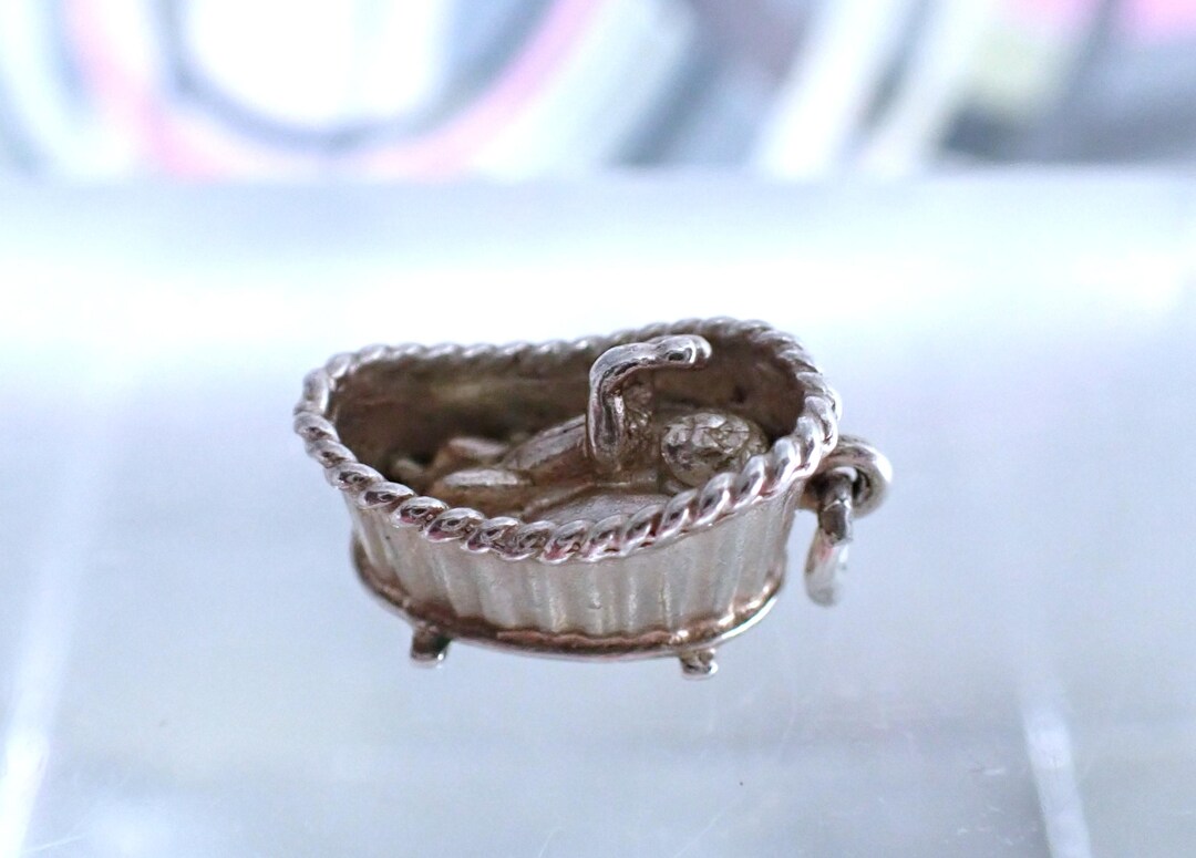 Vintage 1970s Baby in a Crib Silver Charm - Etsy