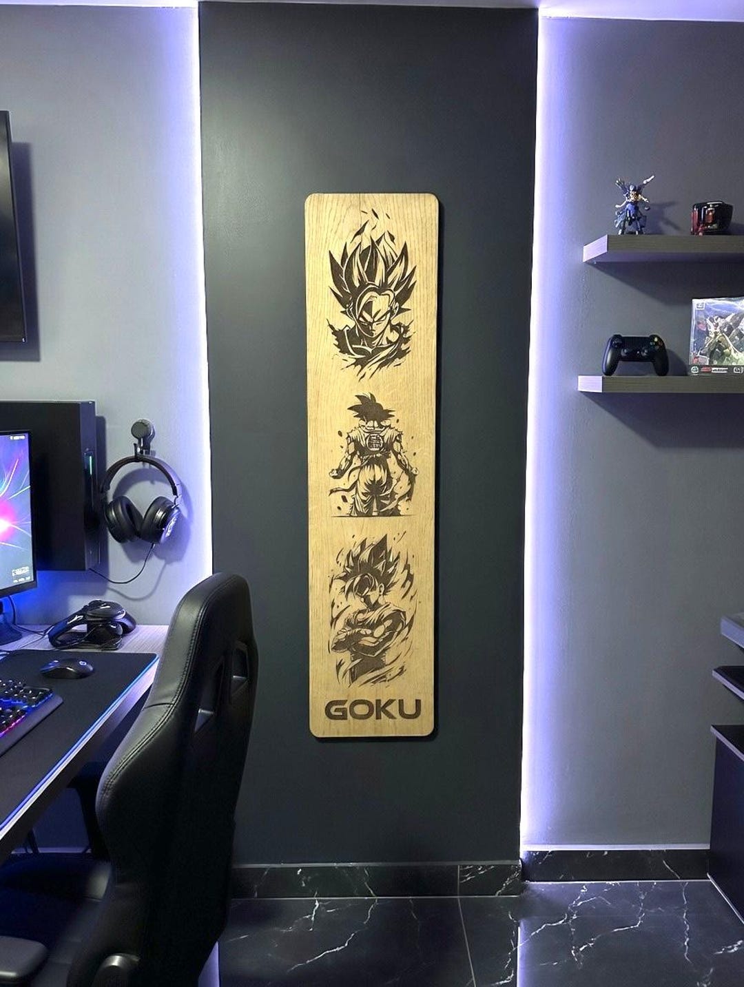 Limited Edition Goku Wood Plaque – Dragon Ball Z Anime Art (6.5x26in ...