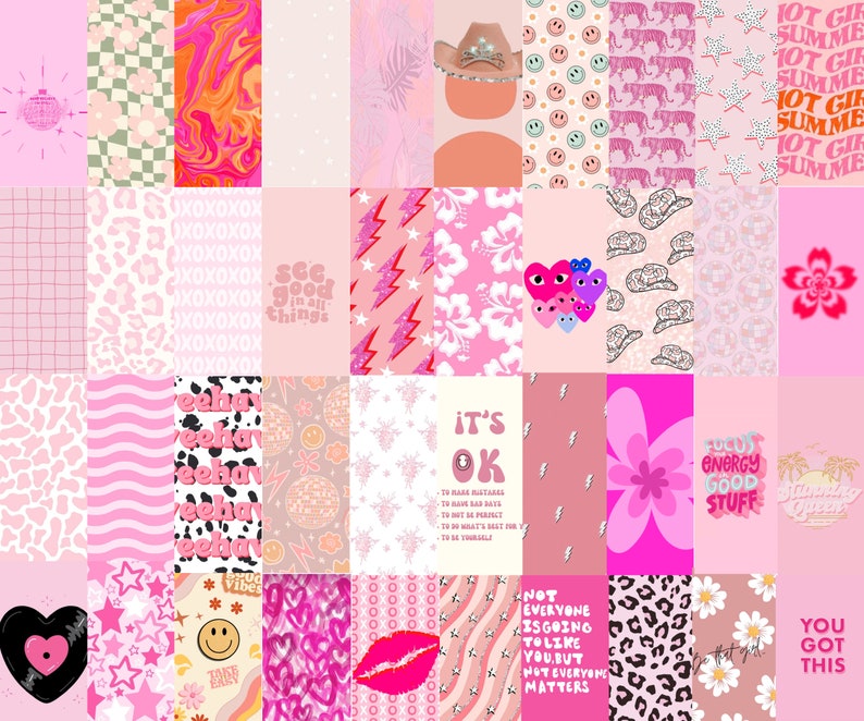 98pcs Pink Preppy Collage Kit Wallpapers printable Digital Download ...