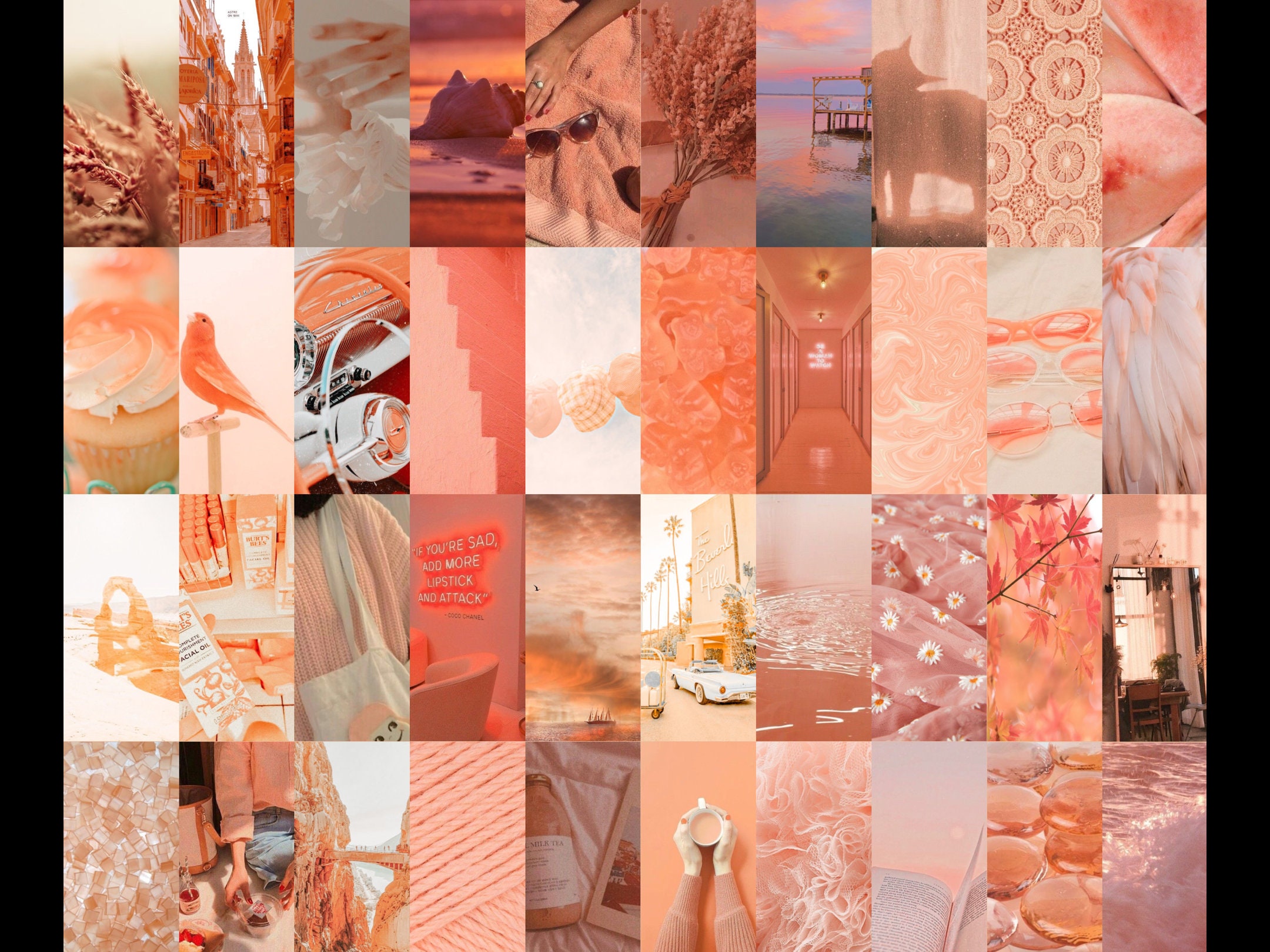 98pcs Peach Aesthetic Collage Kit Wallpapers printable Digital Download ...