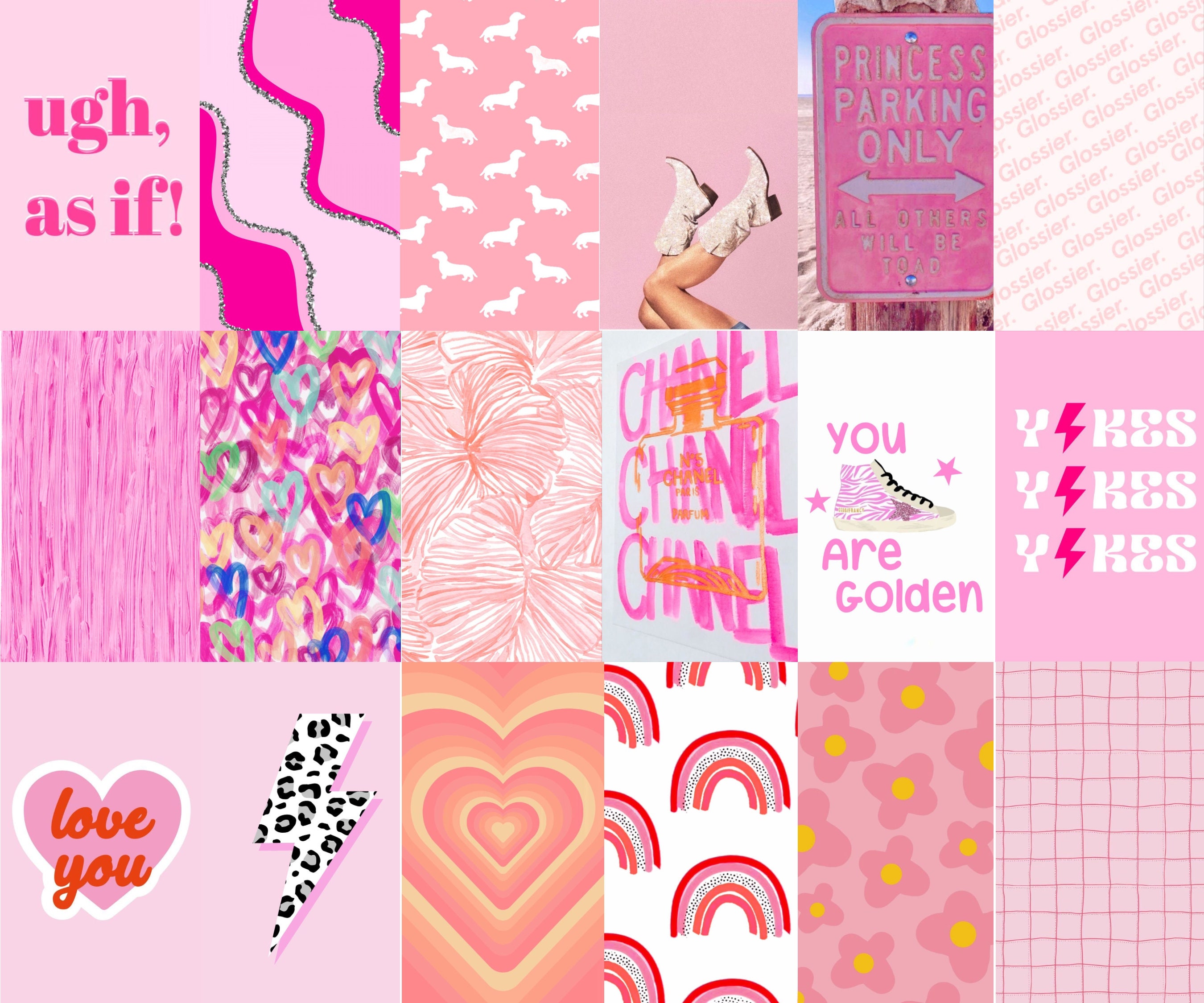 98pcs Pink Preppy Collage Kit Wallpapers printable Digital Download ...
