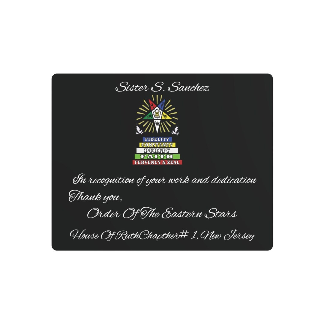 Customizable Eastern Star/ OES Metal Art Sign-plaque-award-recognition ...