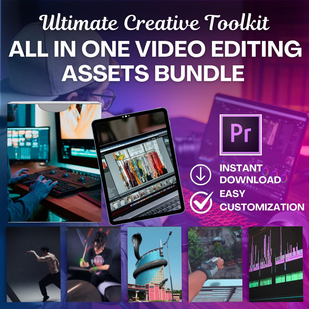 All-in-one Video Editing Assets Bundle 1000 Transitions, Effects ...