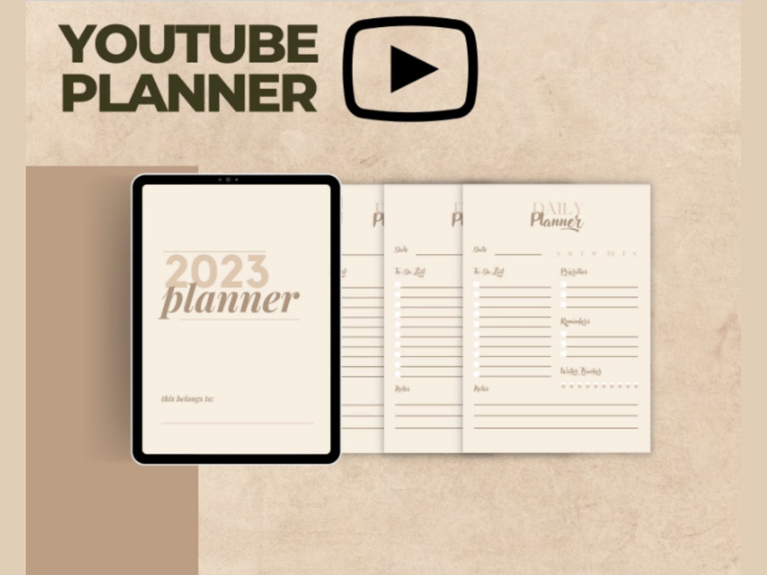 Youtube Planner | Social Media Content Calendar | Youtube Checklist ...