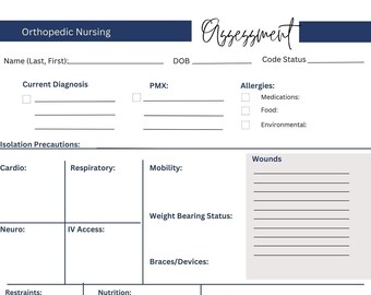 Ortho Nursing Brain Sheet COLOR Report SBAR Simple Two - Etsy