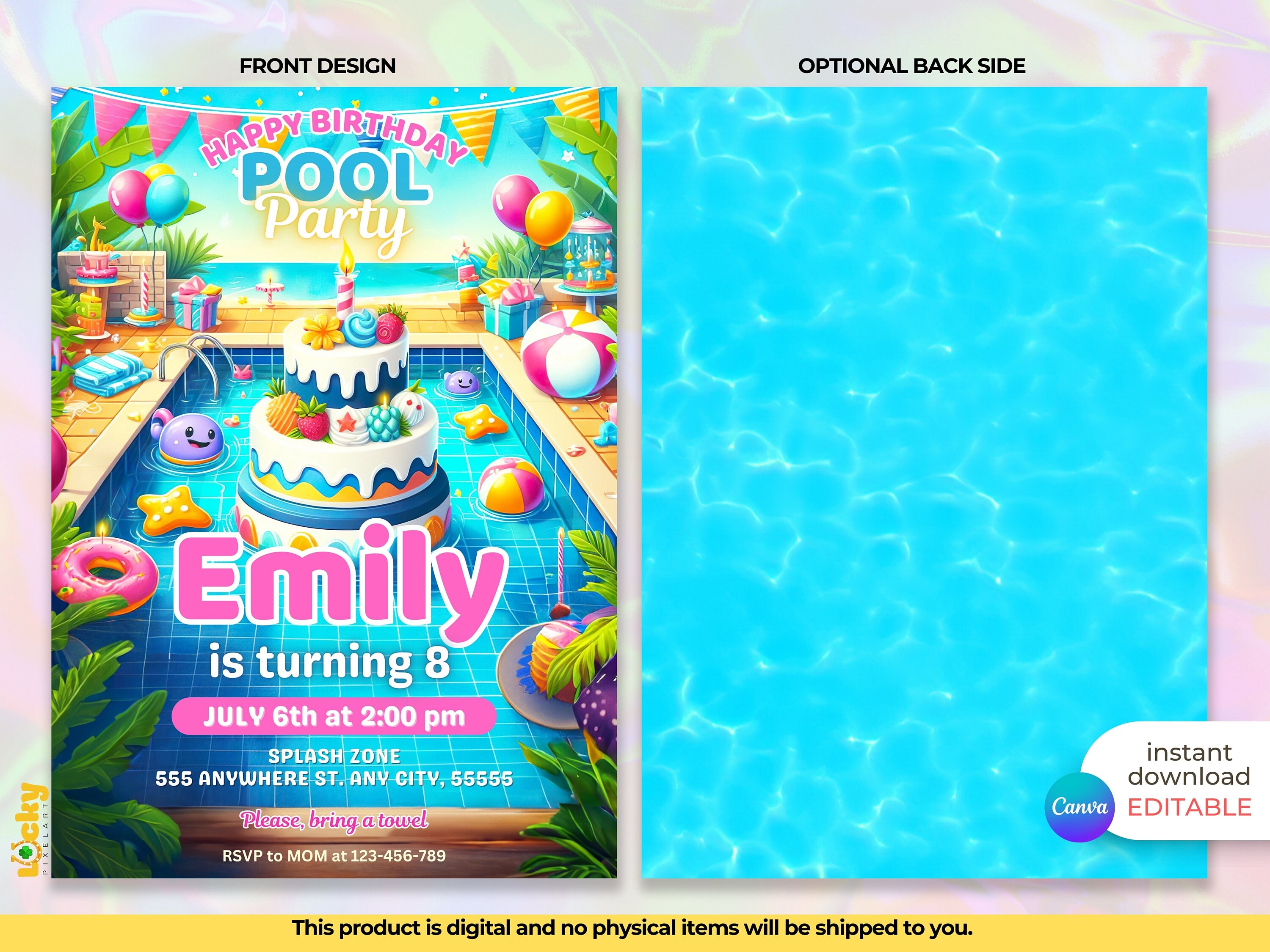 Pool Party Birthday Invitation: Editable Swim Party Invite (digital ...