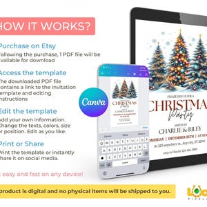 Editable Christmas Party Invitation: Holiday Dinner (digital Download ...