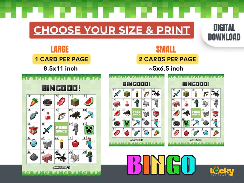 Editable Minecraft Birthday Bingo Game, Minecrafter Bingo Birthday ...