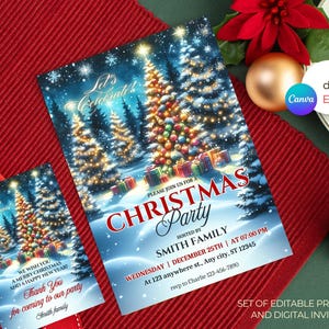 Editable Christmas Party Invitation: Holiday Dinner (digital ...